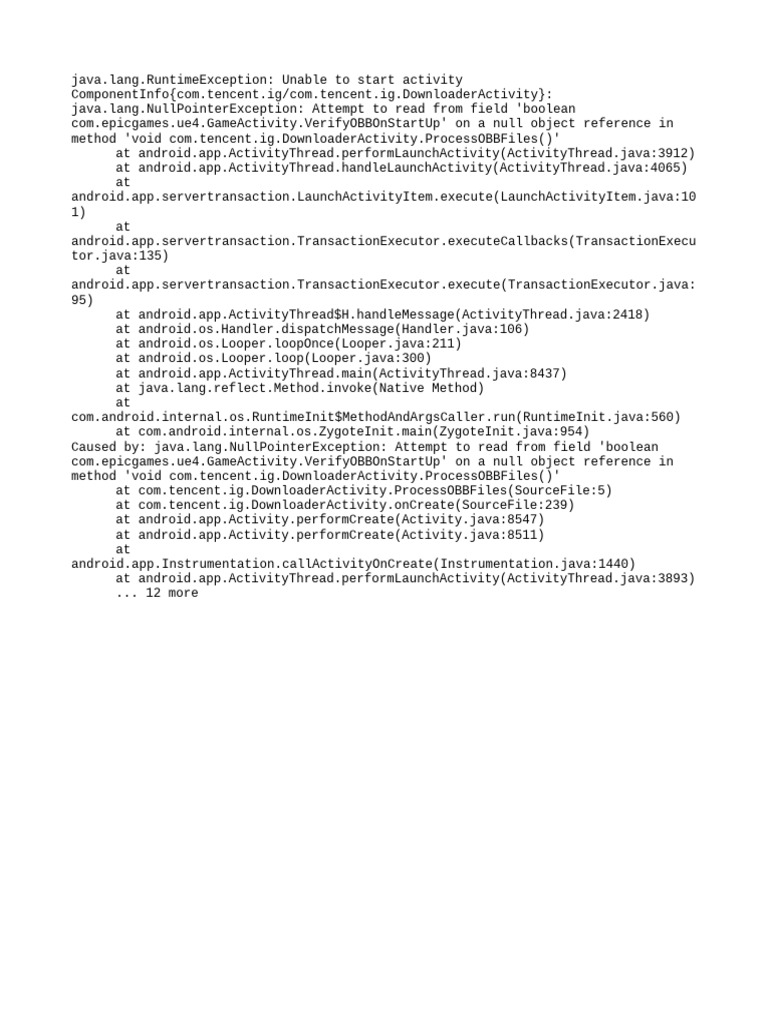 Fixing NullPointerException in Android App | PDF