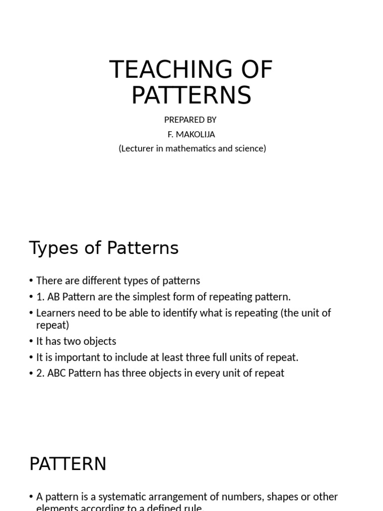 Teaching of Patterns | PDF | Equations | Quadratic Equation