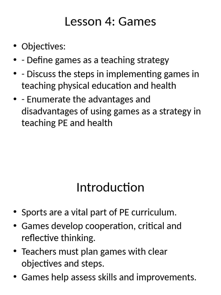 Defining Games in PE Education | PDF