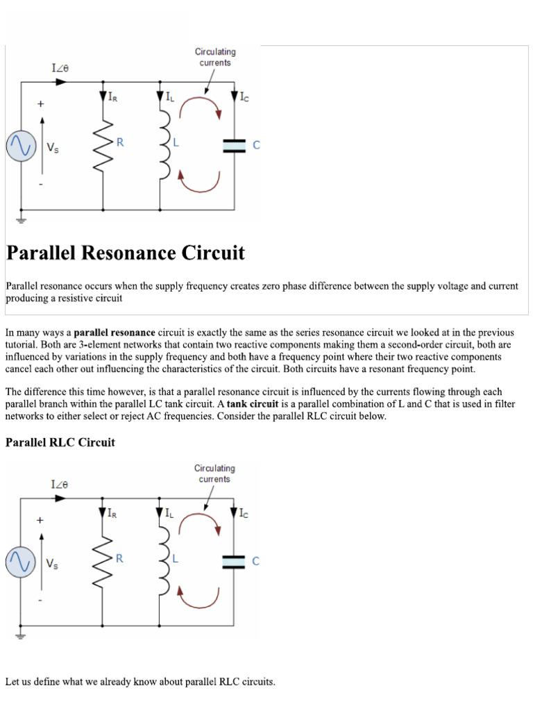 Parallel Resonance | PDF