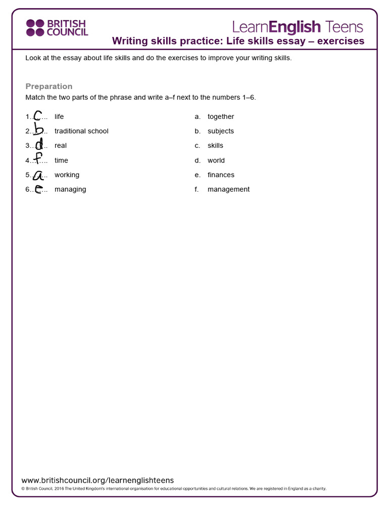 Life Skills Essay - Exercises | PDF | Essays | Cognition