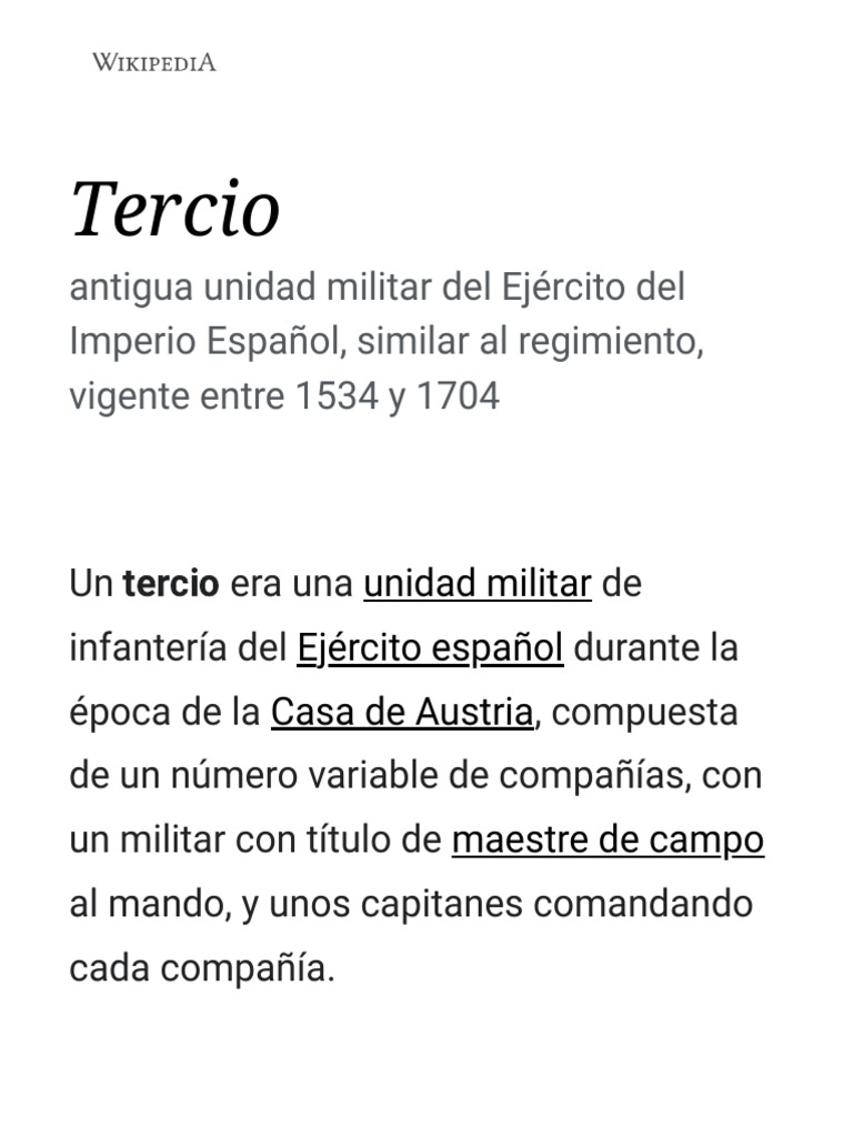 Tercio - Wikipedia, La Enciclopedia Libre | PDF | Imperio español ...