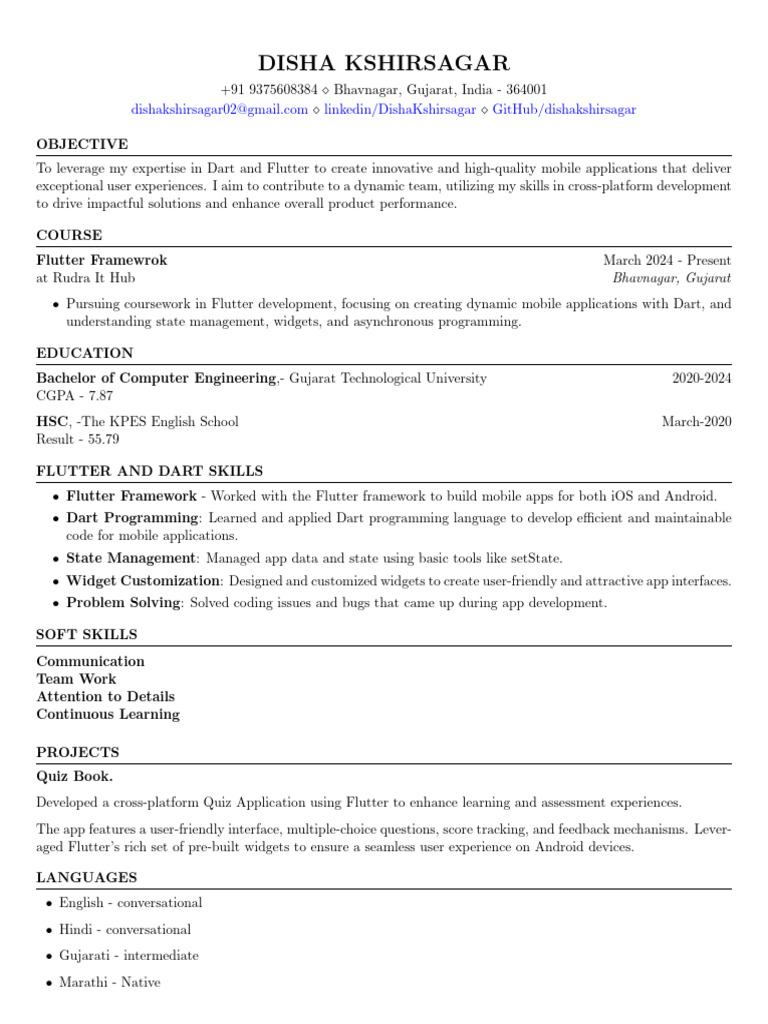 Disha Resume | PDF