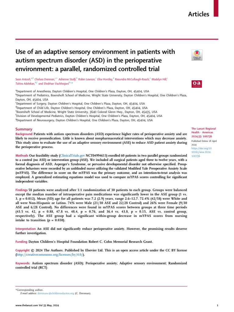 Use of An Adaptive Sensory Environment in Patients With A - 2024 - The ...