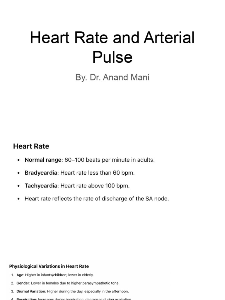Heart Rate and Arterial Pulse | PDF