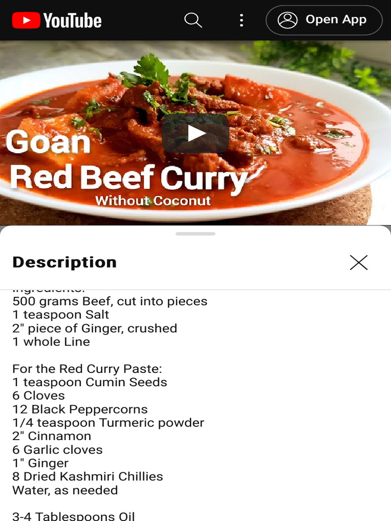 Goan Red Beef Curry No Coconut | PDF
