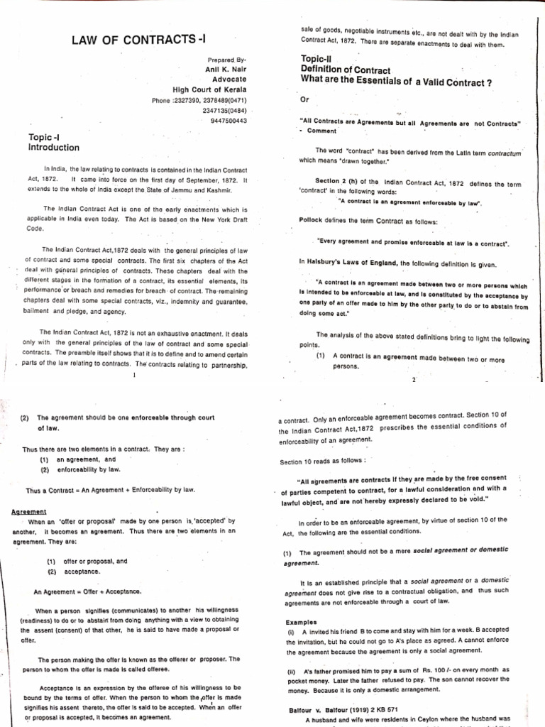Contracts Anil K Nair | PDF