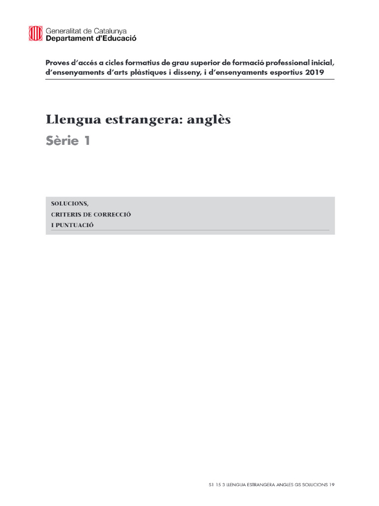 Examen de Anglès Juny 2019 - Selecat - Cat | PDF