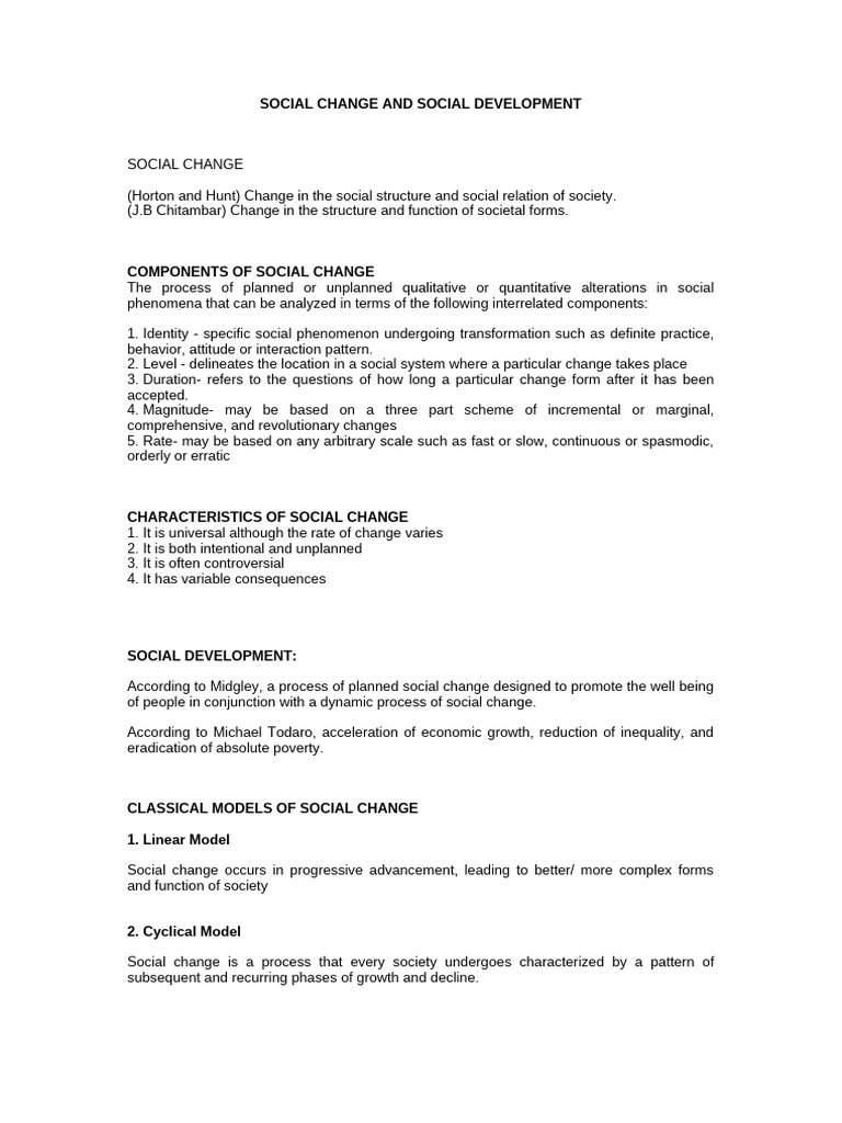 Social Change and Social Development | PDF
