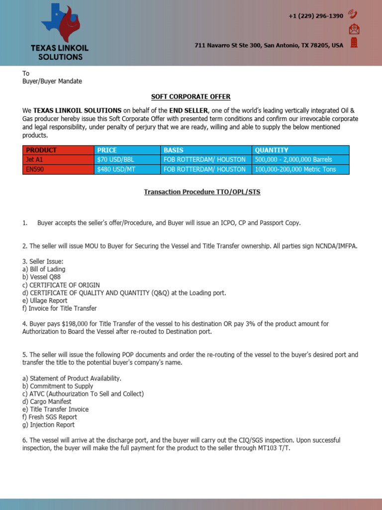 Texas LinkOil Solutions Letterhead - SCO TTO OPL | PDF