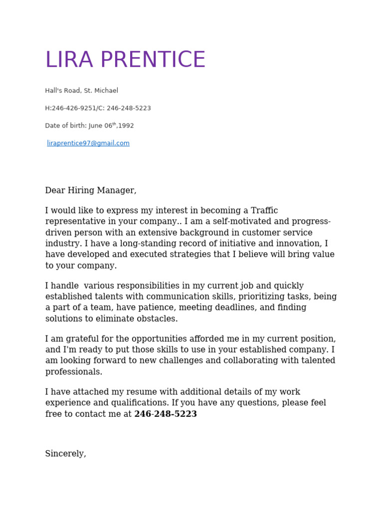 Lira Prentice-Cover Letter 202330 | PDF | Business