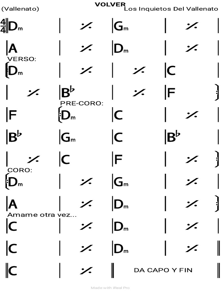 Letra de "Volver" - Los Inquietos | PDF