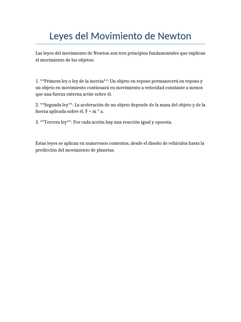 Leyes del Movimiento de Newton Explicadas | PDF