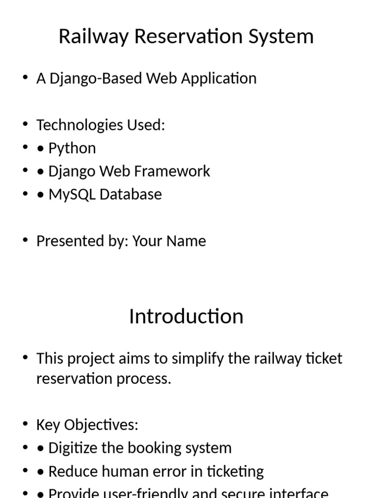 Railway_Reservation_System_Detailed_Presentation | PDF | Databases | Computing