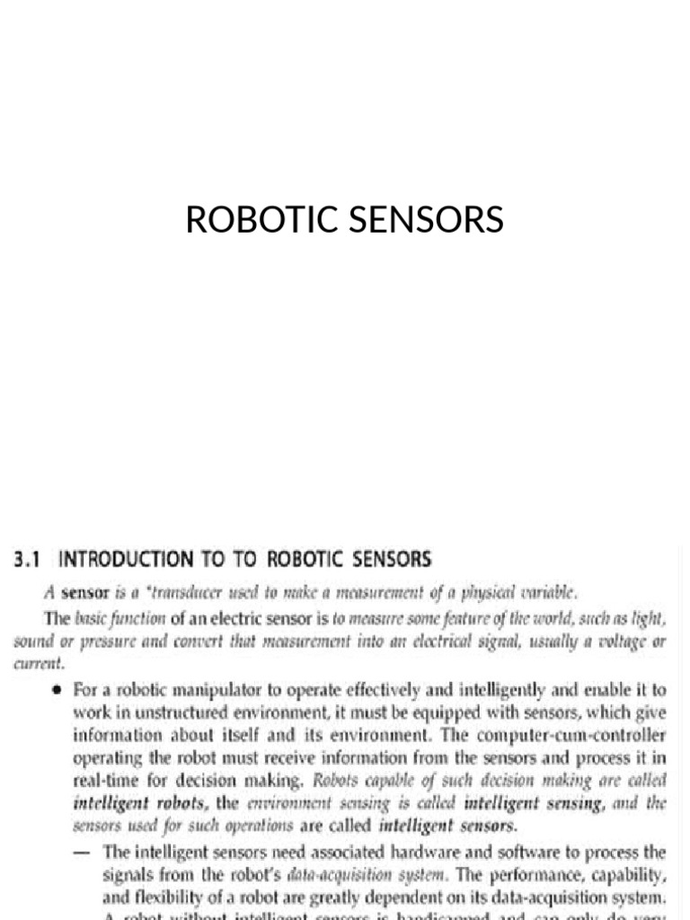 TOPIC 5.2 Robotic Sensors | PDF