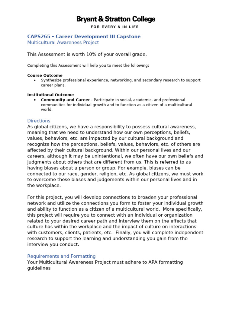 Multicultural Awareness Project Guide | PDF | Bias | Psychology