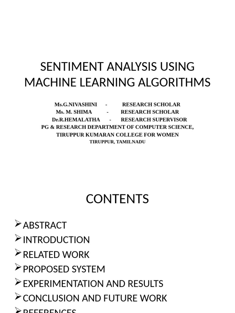 Sentiment Analysis Using Machine Learning Algorithms | PDF | Machine Learning | Computing