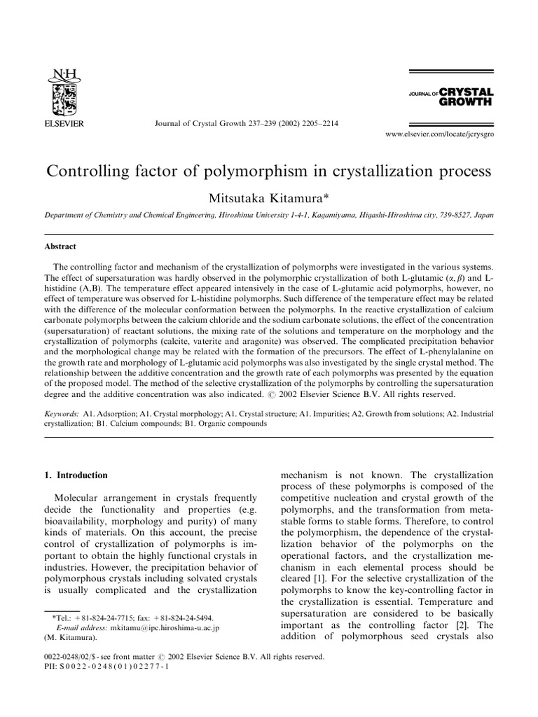 Controlling Factor of Polymorphism in Crystallization Process | PDF | Crystallization | Adsorption
