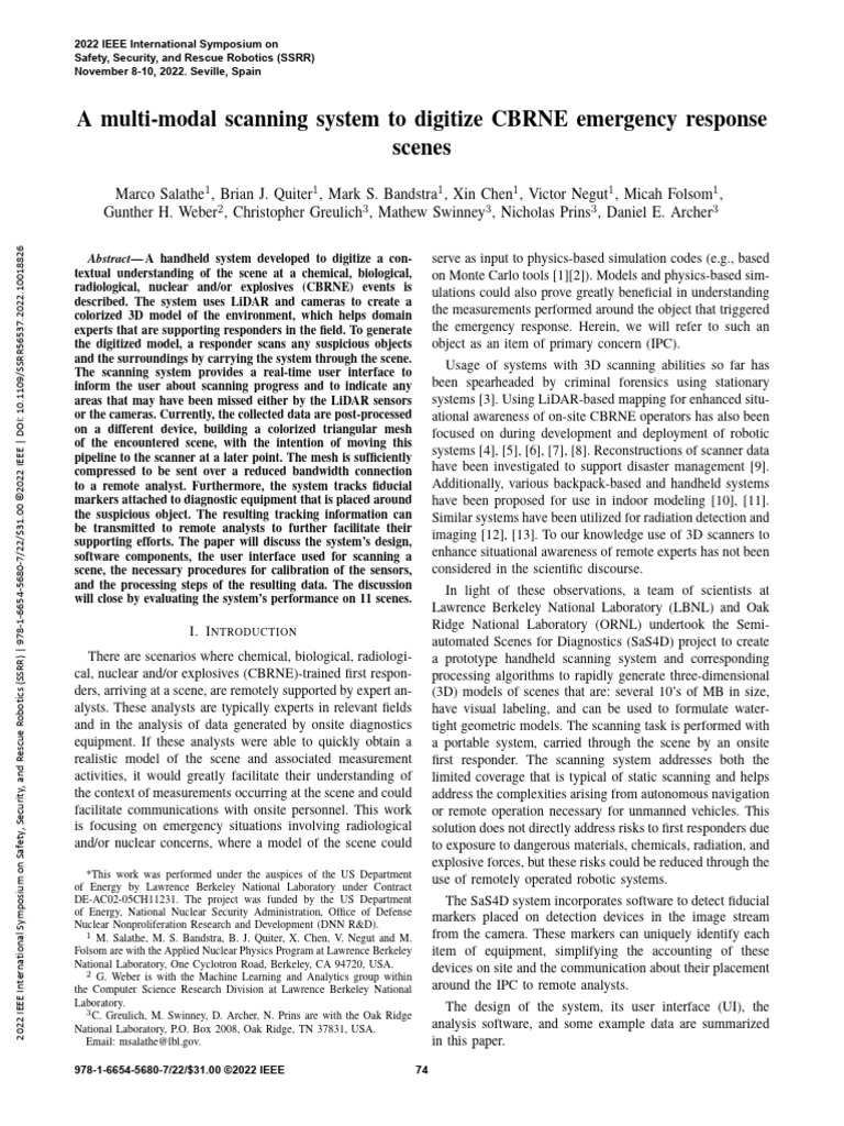 A Multi-Modal Scanning System To Digitize CBRNE Emergency Response ...