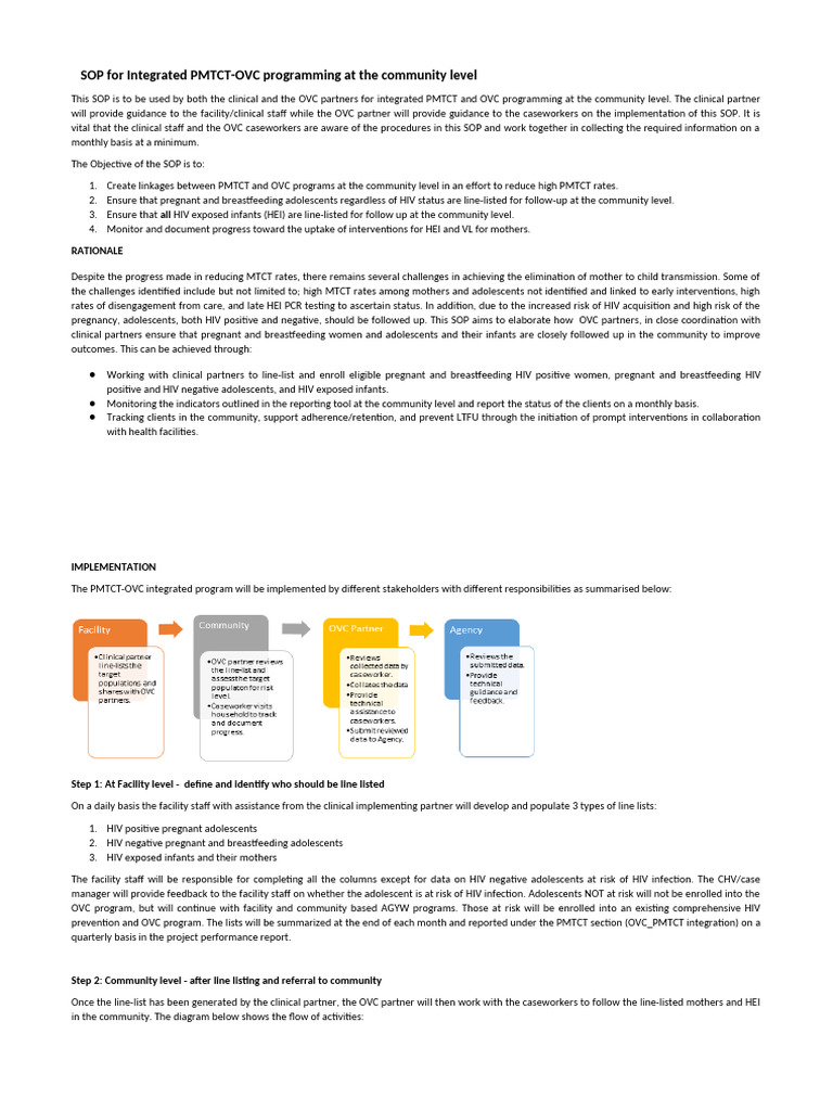 SOP for integrated PMTCT (3) | PDF | Pregnancy | Breastfeeding