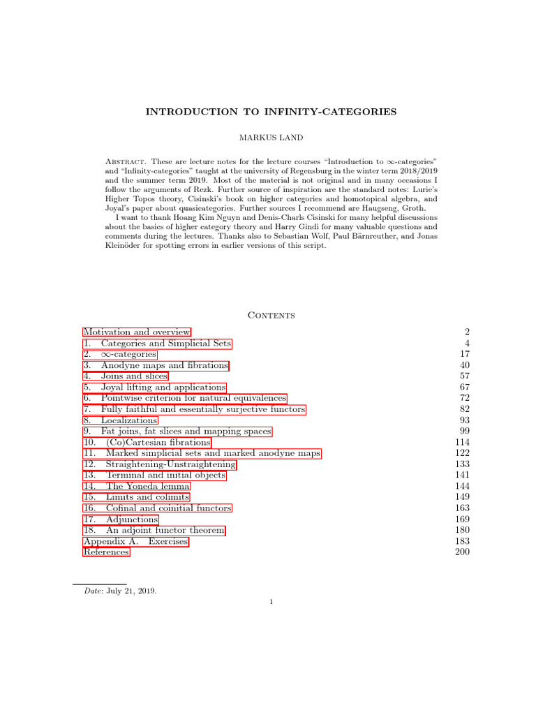 Land Infinity Notes | PDF | Geometry | Algebraic Topology