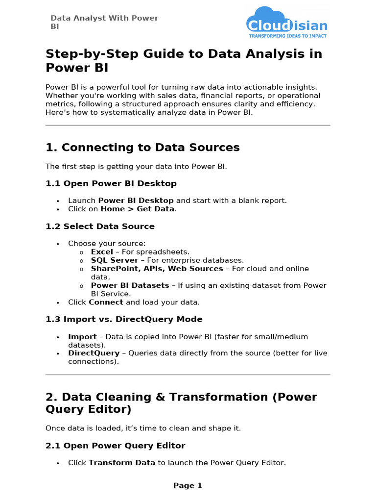 Data Analyst Power BI Steps | PDF | Data Analysis | Data