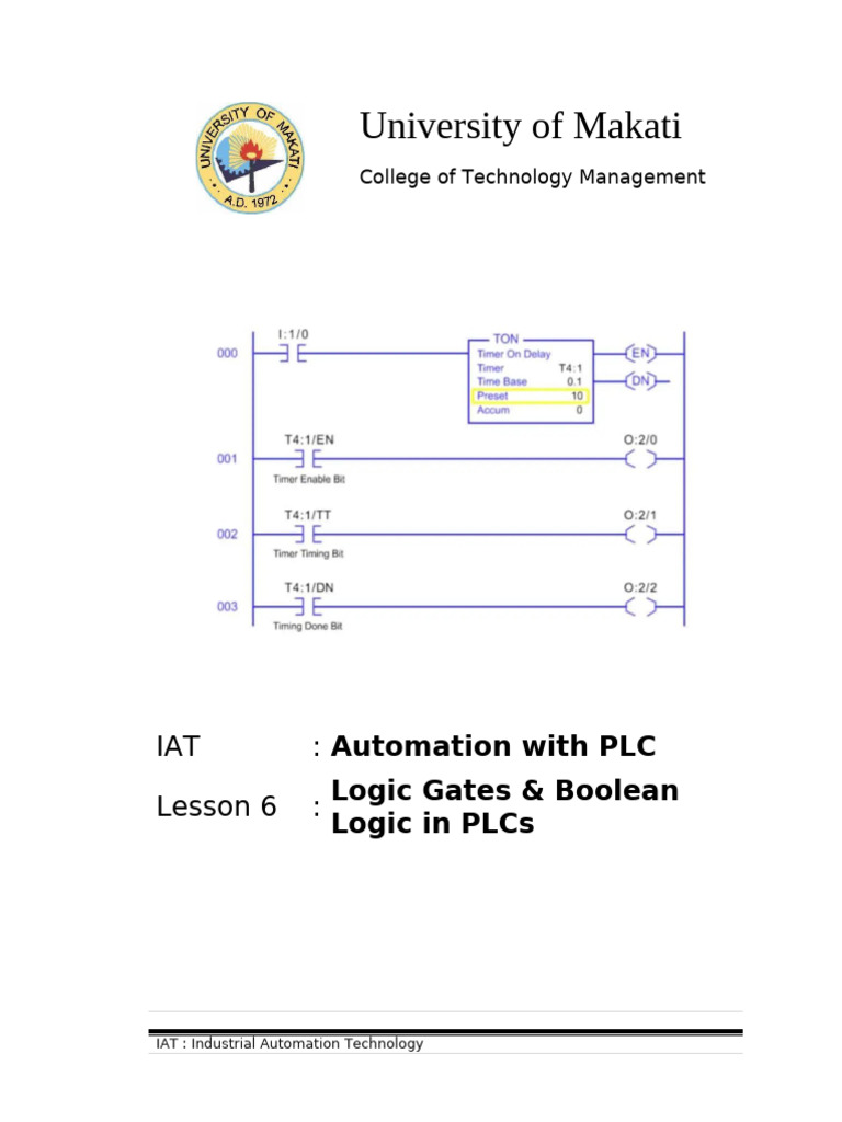 PLC Logic Gates and Boolean Algebra | PDF | Programmable Logic ...