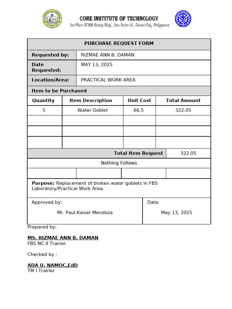 8 Purchase Request Form | PDF