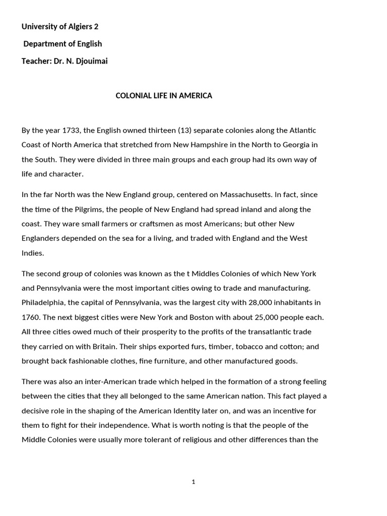 Colonial Life in America | PDF | New England | The United States