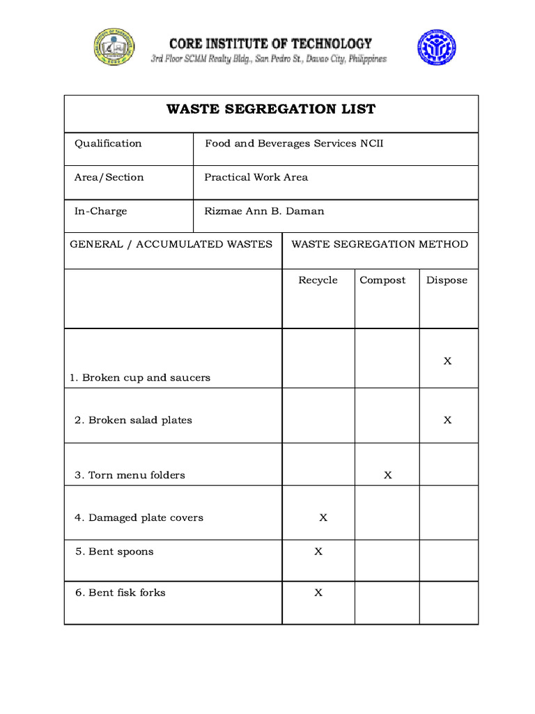 5 & 6 Waste Segregation List (1) | PDF