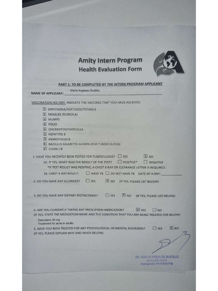 Health Evaluation Form | PDF