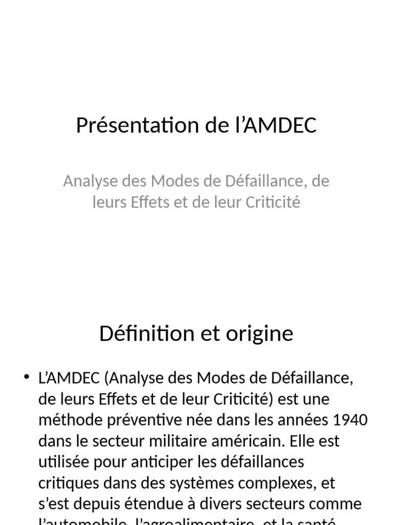 Présentation AMDEC | PDF