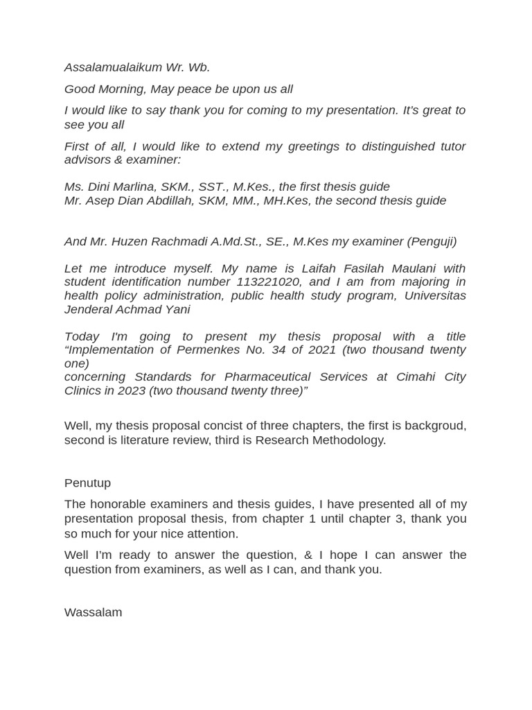Pembukaan Proposal | PDF