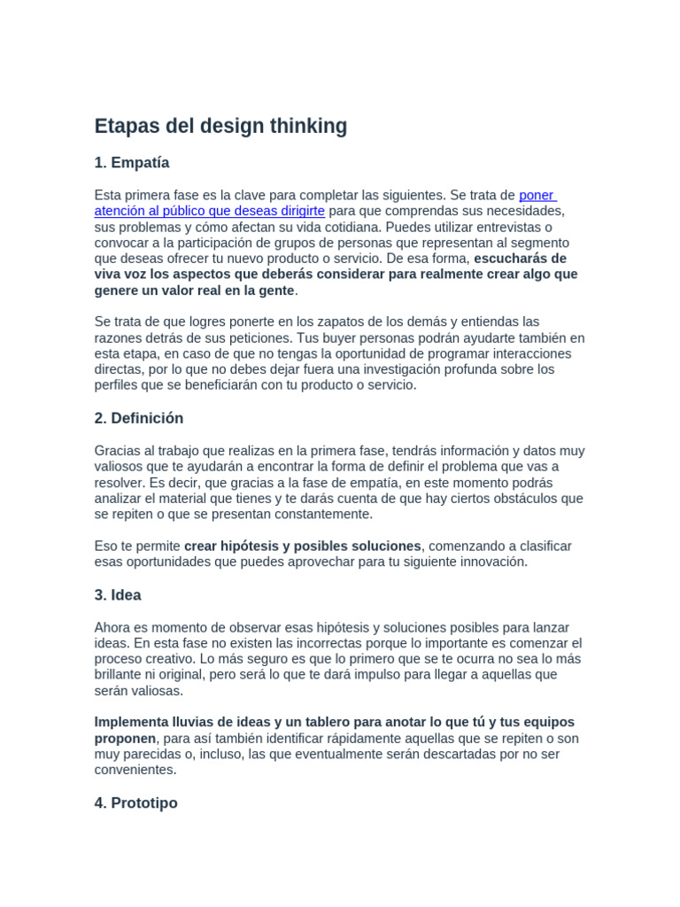 Etapas Del Design Thinking | PDF | El pensamiento de diseño | Cognición