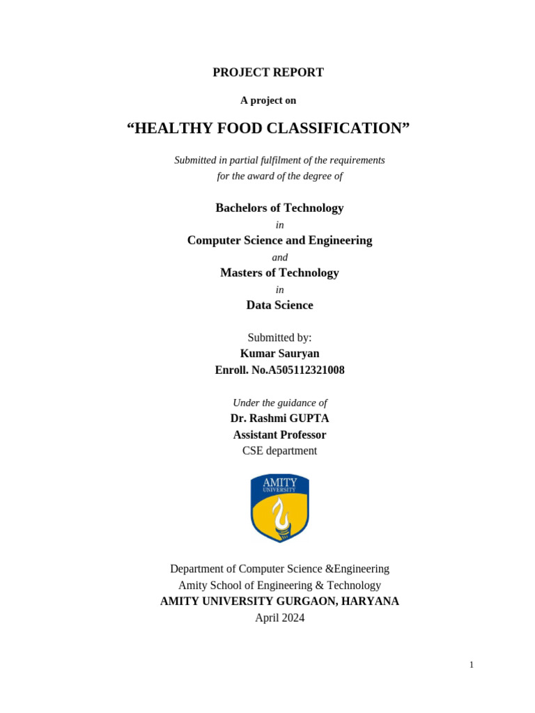 Healthy Food Classification Project Report | PDF | Support Vector ...