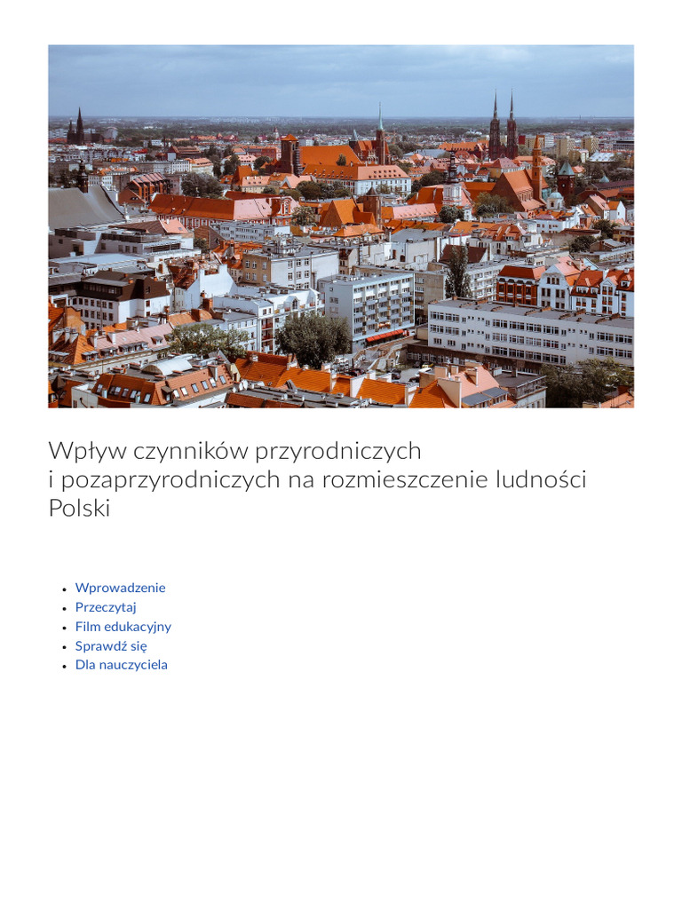 Wplyw Czynnikow Przyrodniczych i Pozaprzyrodniczych Na Rozmieszczenie Ludno | PDF