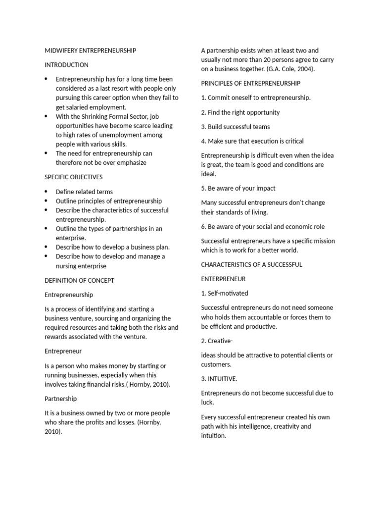 Midwifery Entrepreneurship Essentials | PDF | Entrepreneurship | Demand