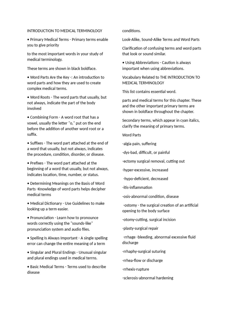 INTRODUCTION TO MEDICAL TERMINOLOGY | PDF | Word | Languages
