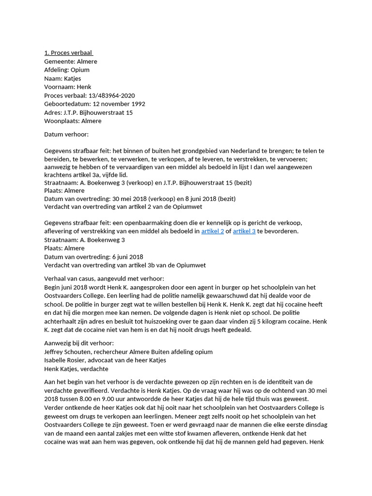 Voorbeeld Proces Verbaal | PDF