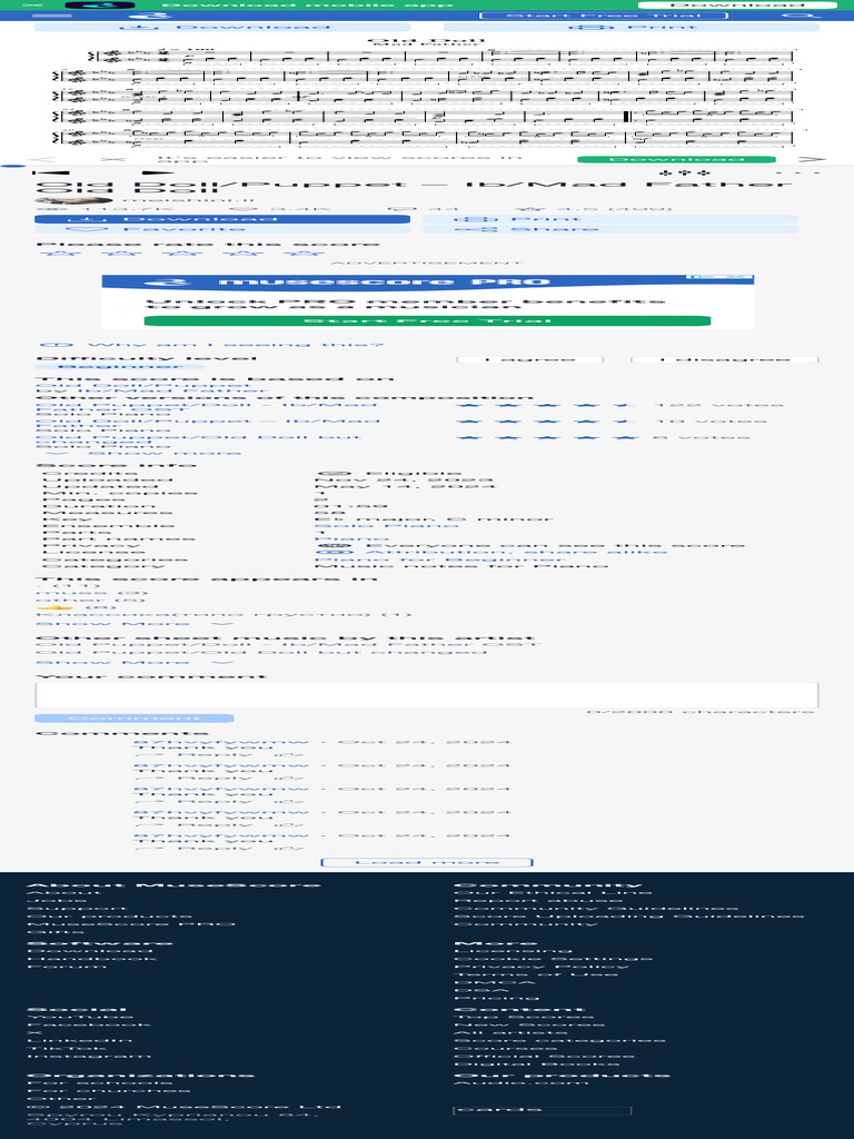 Old DollPuppet - IbMad Father Old Doll Sheet Music For Piano (Solo ...