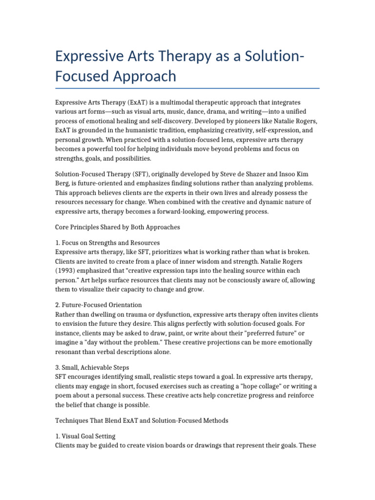 Expressive Arts Therapy Solution Focused | PDF | Psychotherapy | Art ...