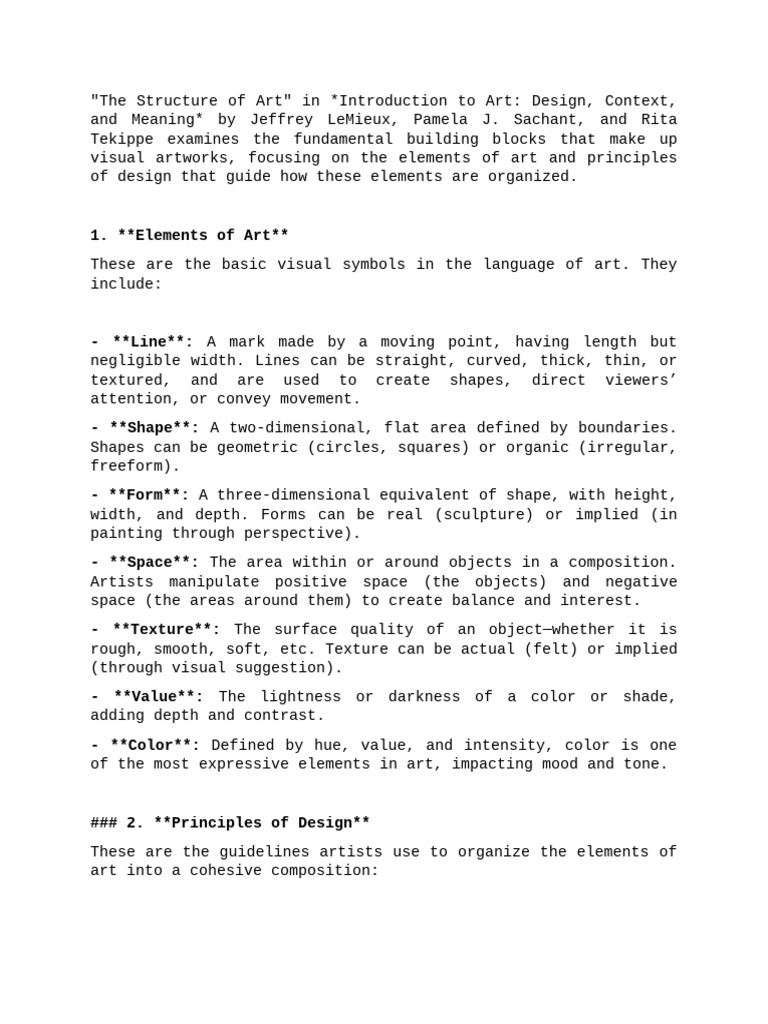 The Structure of Art Notes | PDF | Composition (Visual Arts) | Printmaking