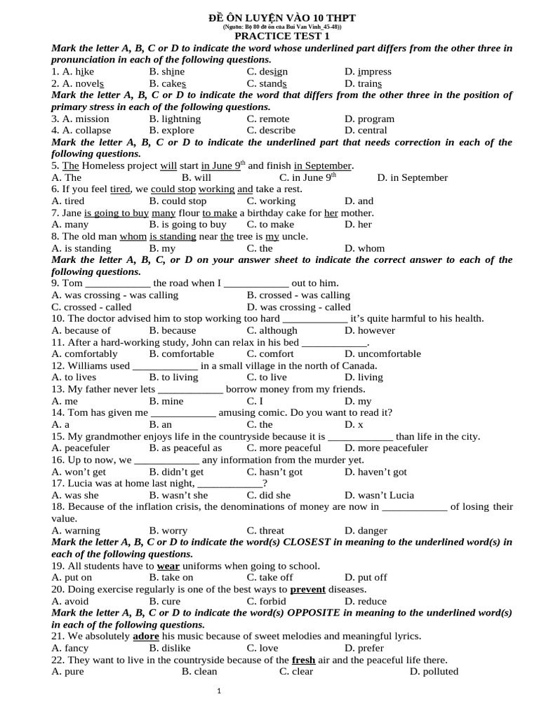 TA9_Đề luyện T33_01-04 | PDF | Cuisine | French Cuisine
