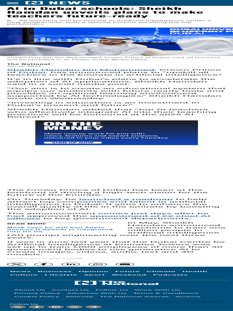 AI in Dubai schools Sheikh Hamdan unveils plans to make teachers future-ready | PDF