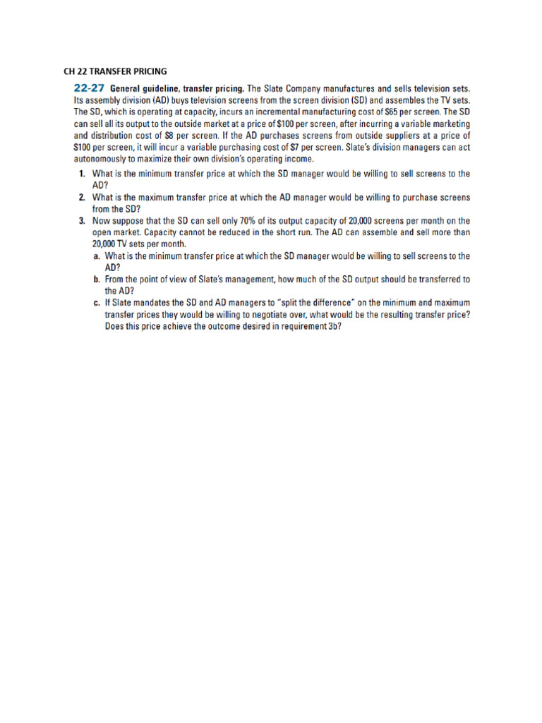 PB10MAT+M9 Latihan CH 22 Transfer Pricing | PDF