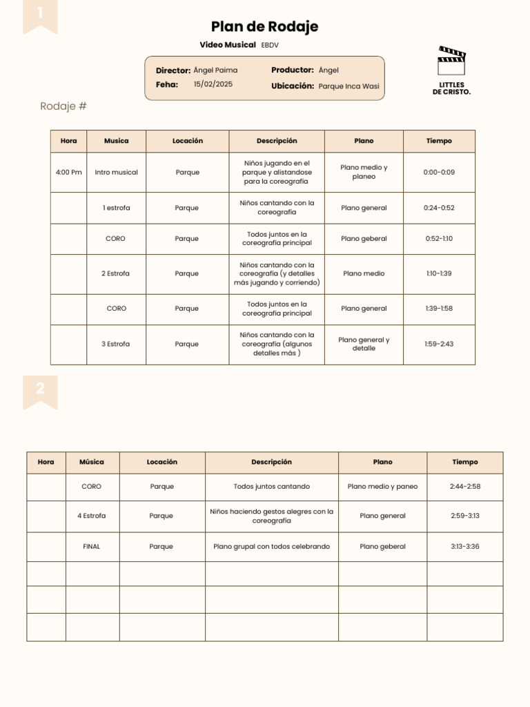 Documento A4 Plan de Rodaje Cine Simple Beige - 20250213 - 035741 ...