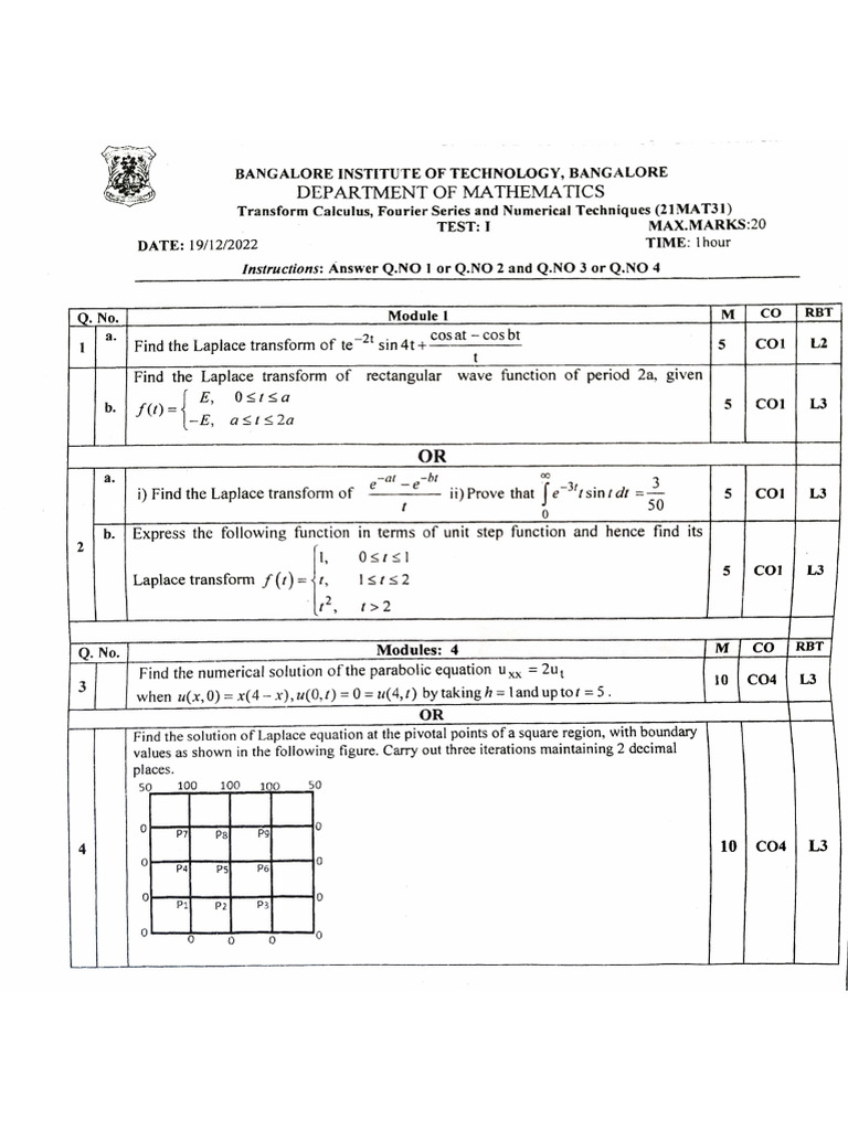 21MAT31 Internals Paper | PDF