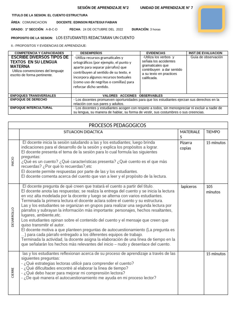 Sesion 24-10-22 | PDF | Enseñando | Conocimiento procedimental