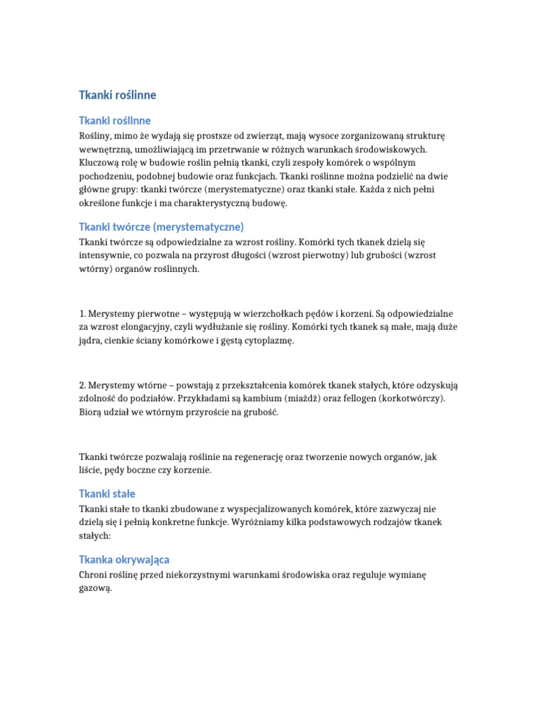 Tkanki Roslinne | PDF