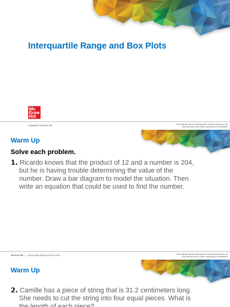 Interquartile Range and Box Plots | PDF | Quartile | Descriptive Statistics